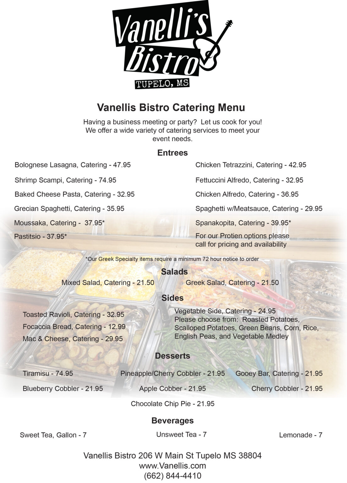 Our Catering Menu - Vanelli's Bistro