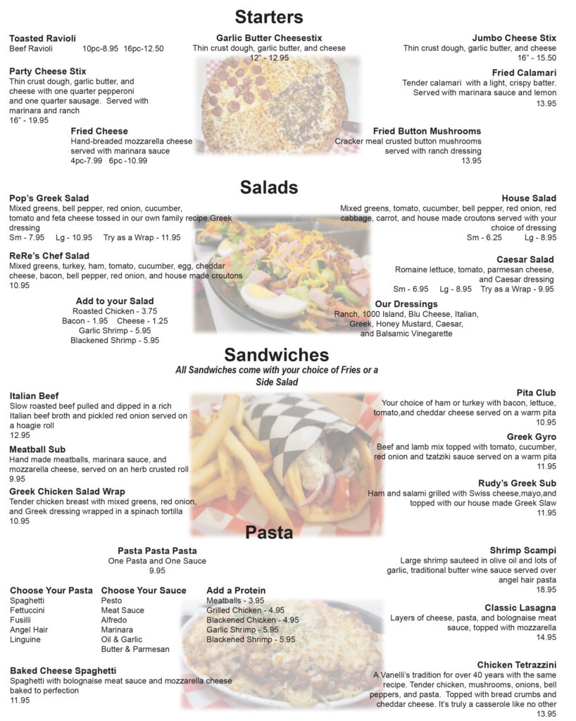 Our Menu - Vanelli's Bistro